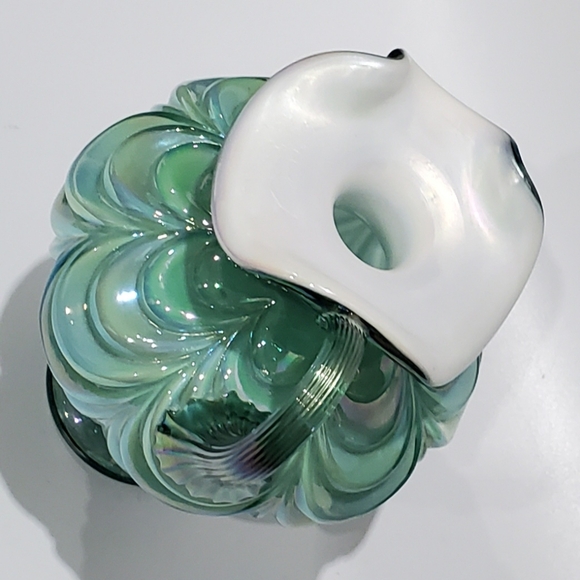 Fenton | Art | 999 Fenton Art Glass Carnival Green Overlay Irredescent ...